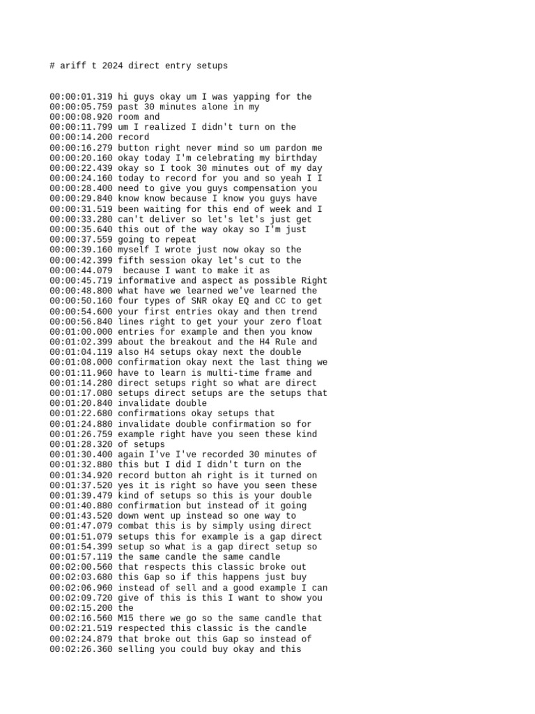 Ariff T 2024 Direct Entry Setups | PDF