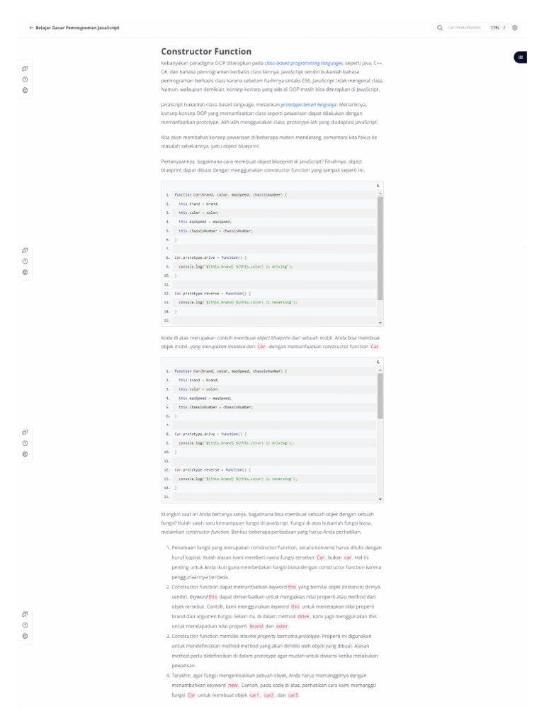 Constructor Function (Dicoding) - ScreenCapture | PDF