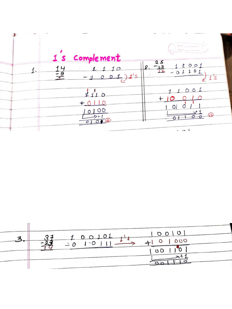 Subtraction Using 1's & 2's Complement | PDF