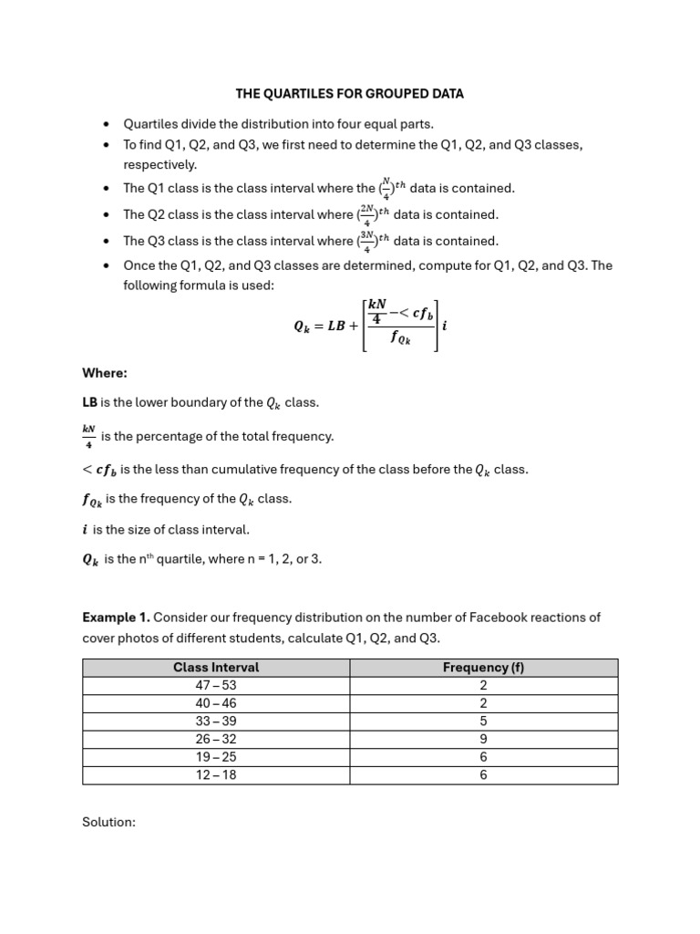 THE QUARTILES FOR GROUPED DATA Lecture | PDF | Formula One | Grand Prix Motor Racing