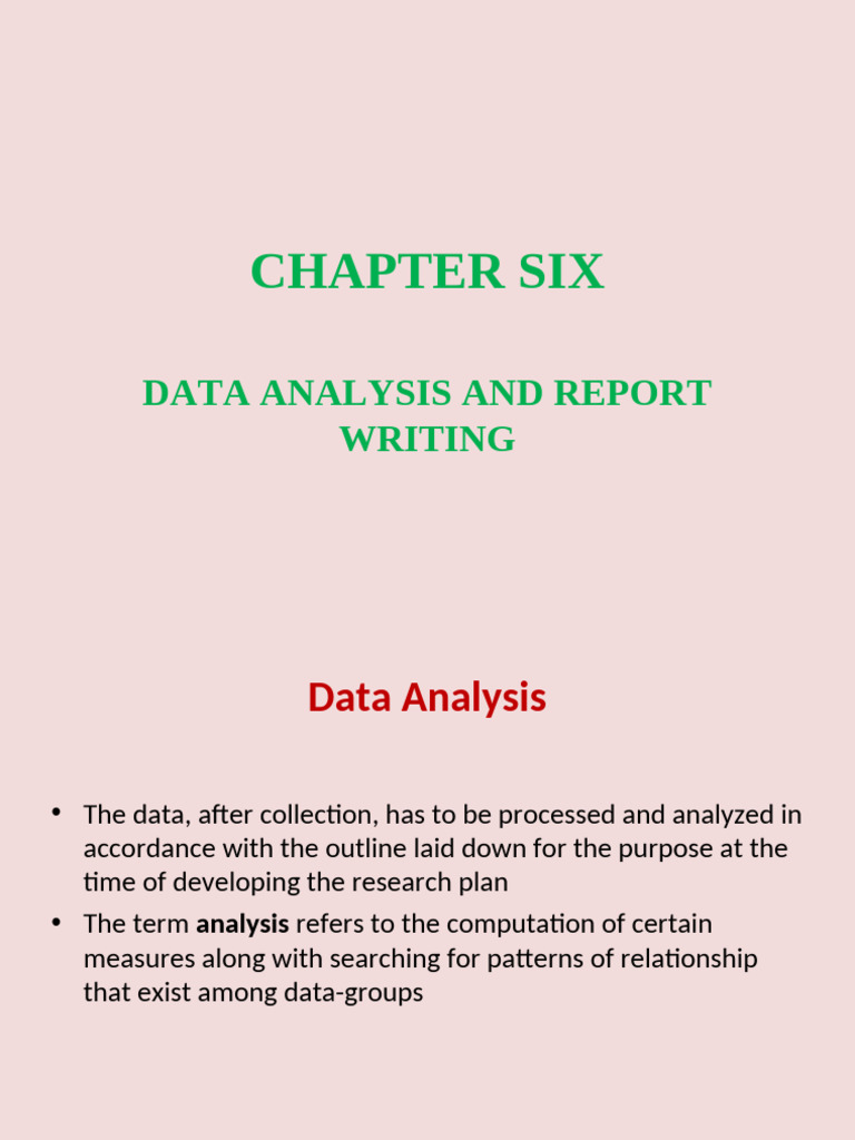 CHAPTER SIX - Data Analysis and Report Wrting | PDF | Statistics ...