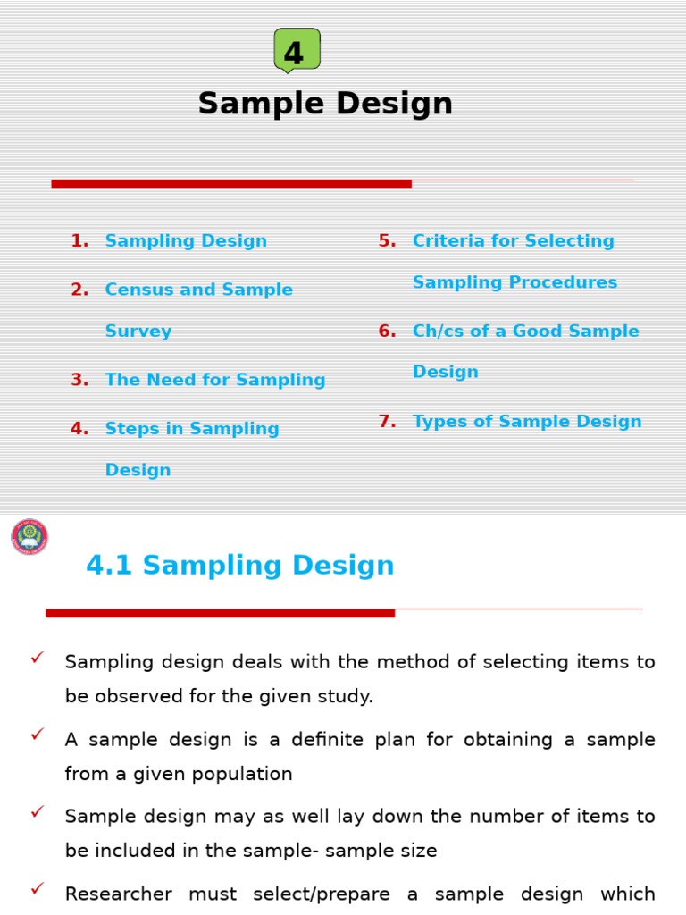 Chapter Four Sample Design | PDF | Sampling (Statistics) | Census