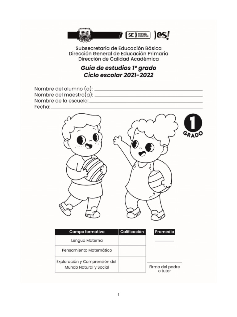 1er Grado Guía de Estudios | PDF