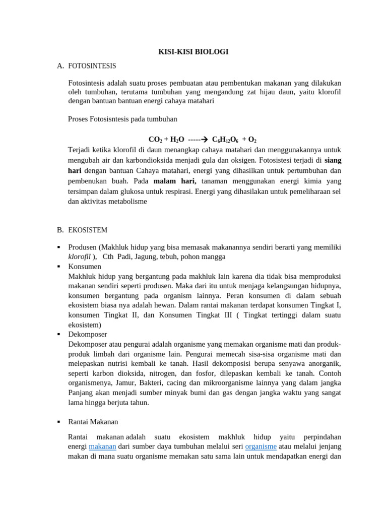 KISI-KISI Biologi | PDF