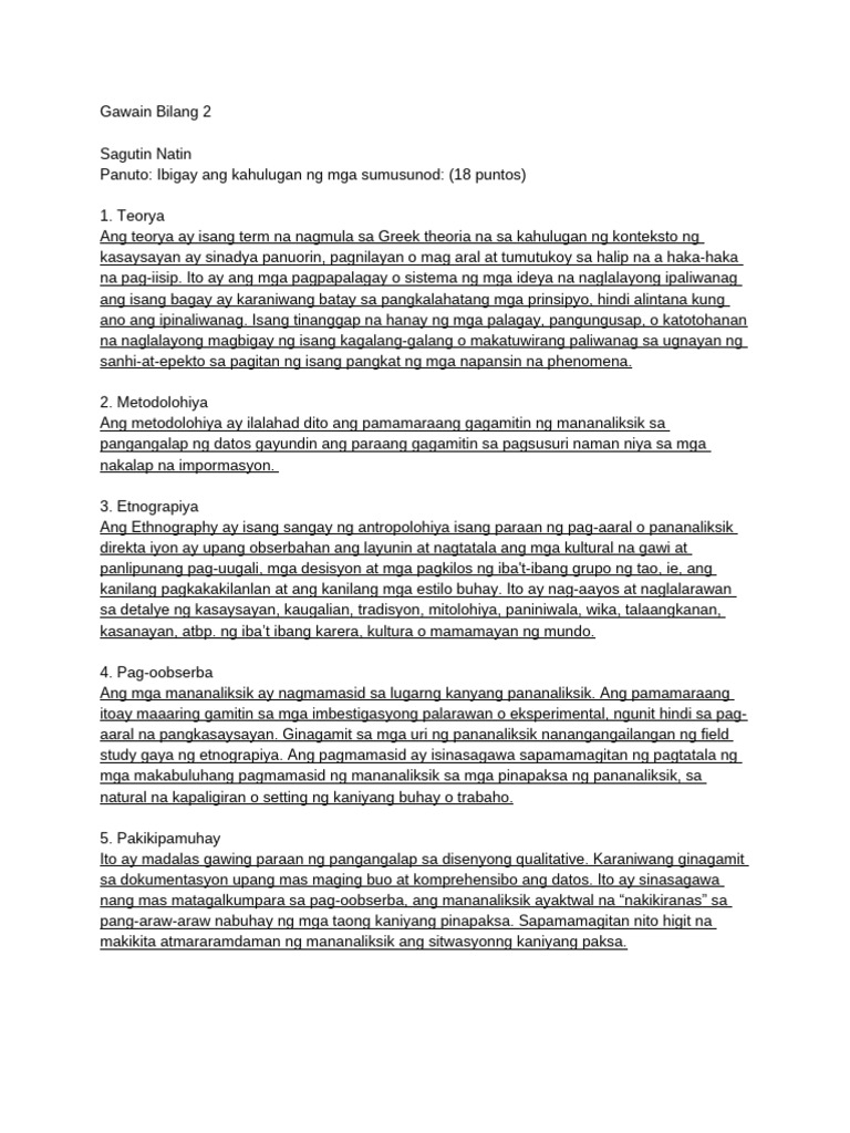 Gawain Bilang 2 | PDF