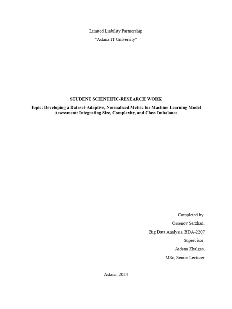 Dataset-Adaptive Metric for ML Models | PDF | Machine Learning | Accuracy And Precision