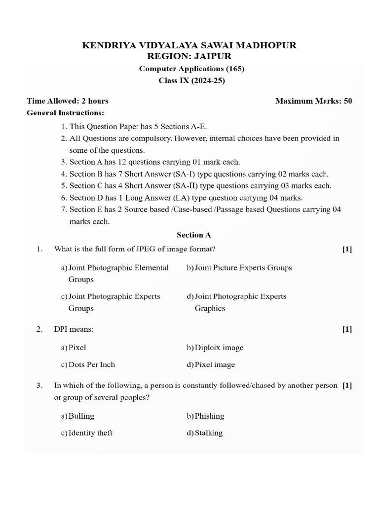 ComputerApplication 165 Class09 2024-25 | PDF