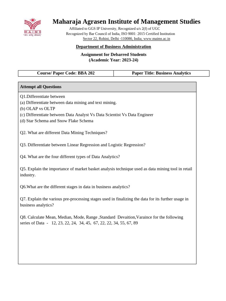 BA - Assignment For Debarred Students | PDF
