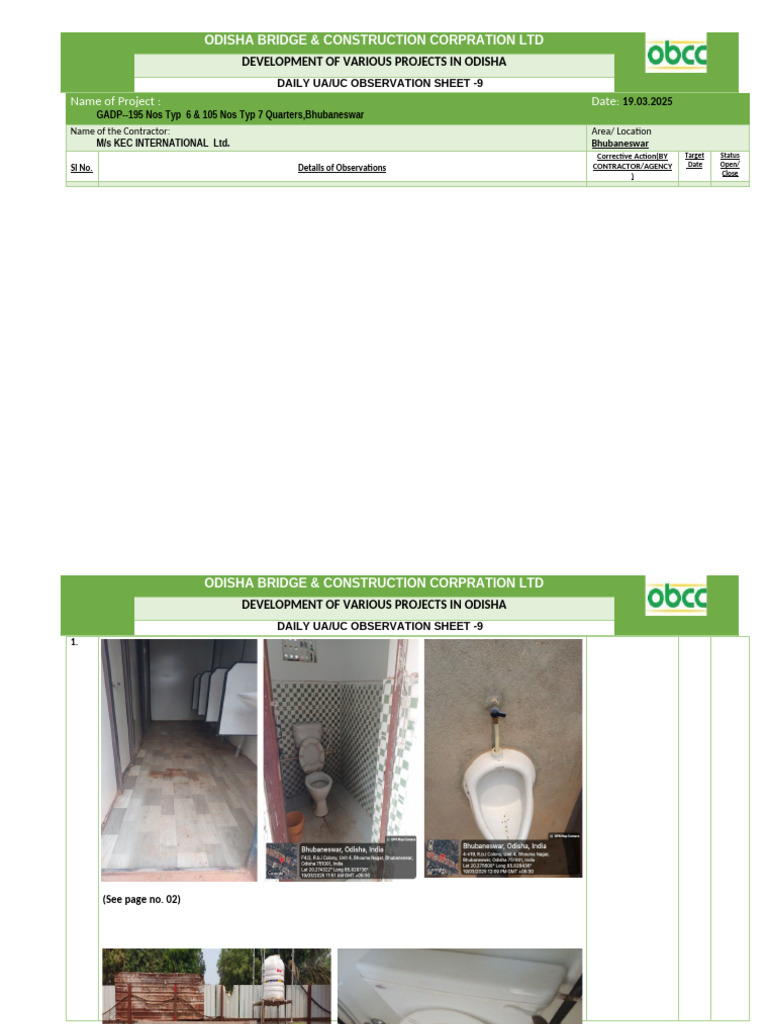 011 DAILY Observation Sheet-REPORT -9 gadp 6 | PDF