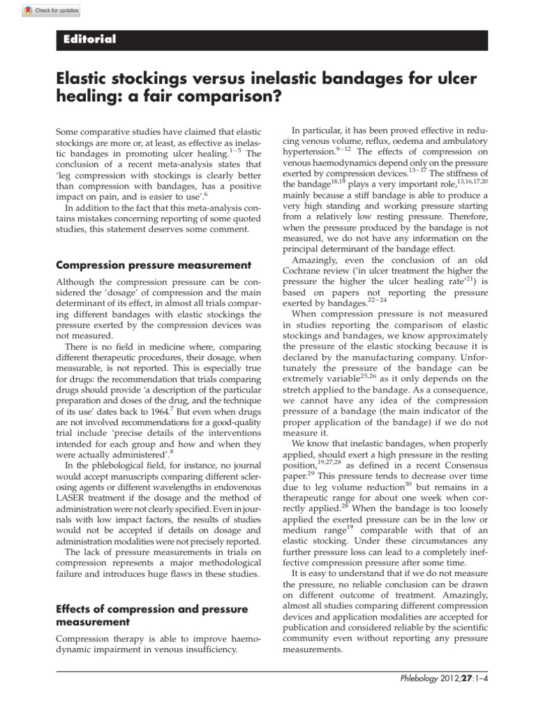 Mosti 2012 Elastic Stockings Versus Inelastic Bandages For Ulcer ...