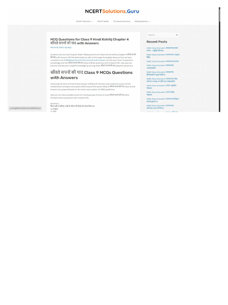 Ncertsolutions - guru-MCQ Questions For Class 9 Hindi Kshitij Chapter 4 ...