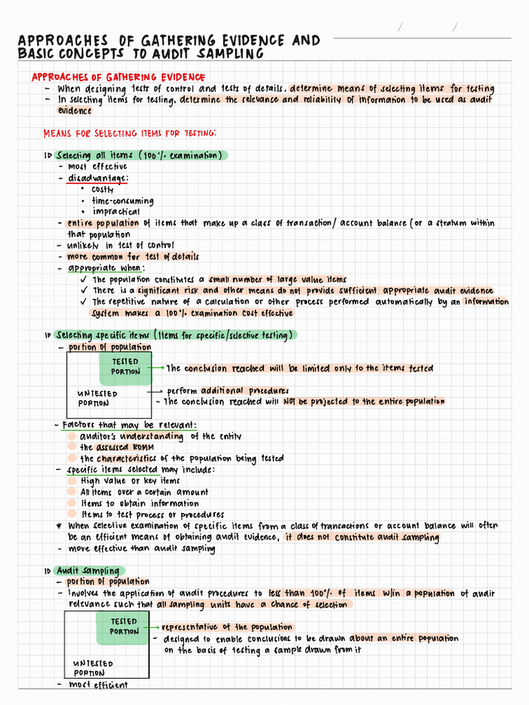 12 Approaches of Gathering Evidence and Audit Sampling | PDF