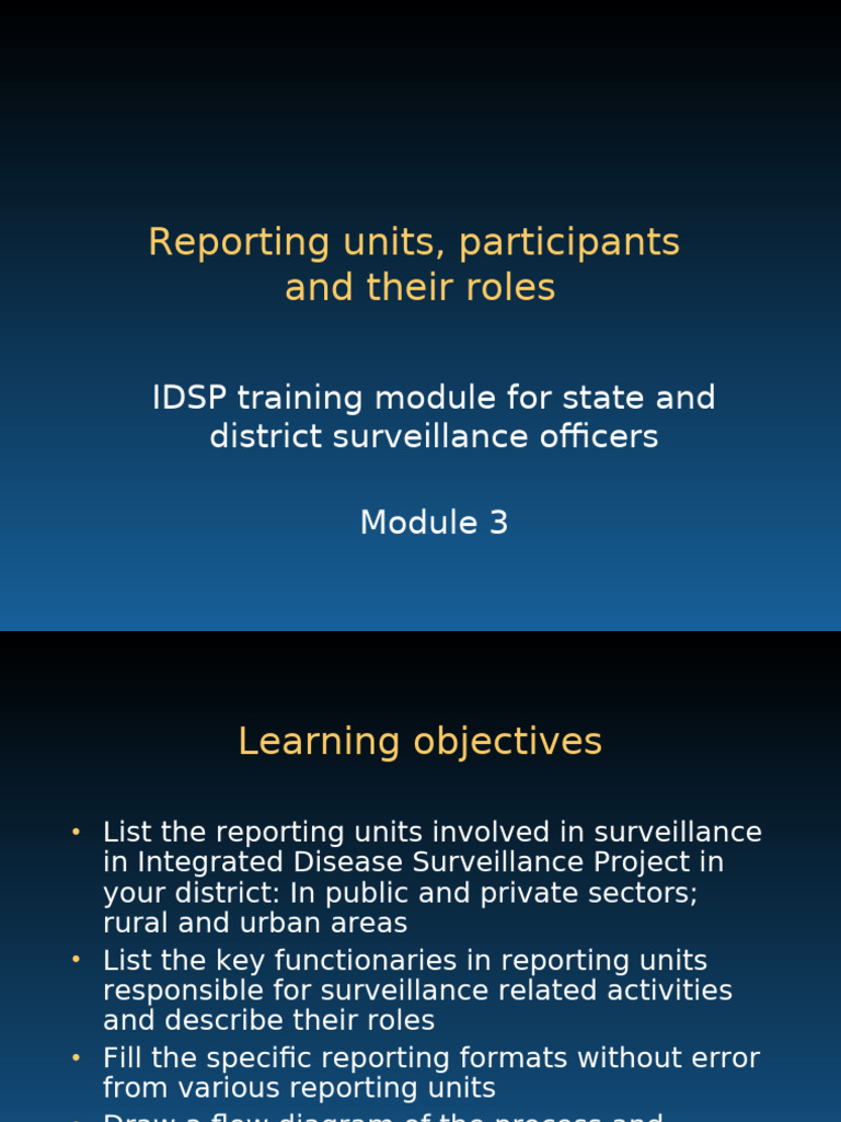 Reporting Units and Their Role in IDSP | PDF | Health Professional ...