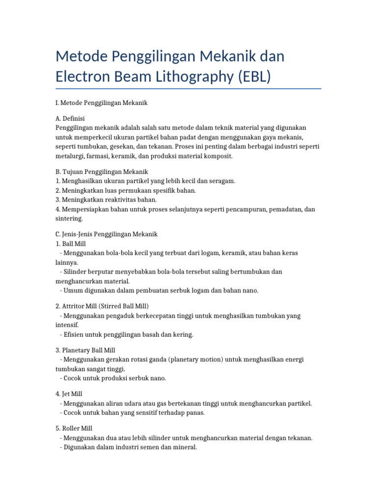 Metode_Penggilingan_Mekanik_dan_EBL_Lengkap | PDF