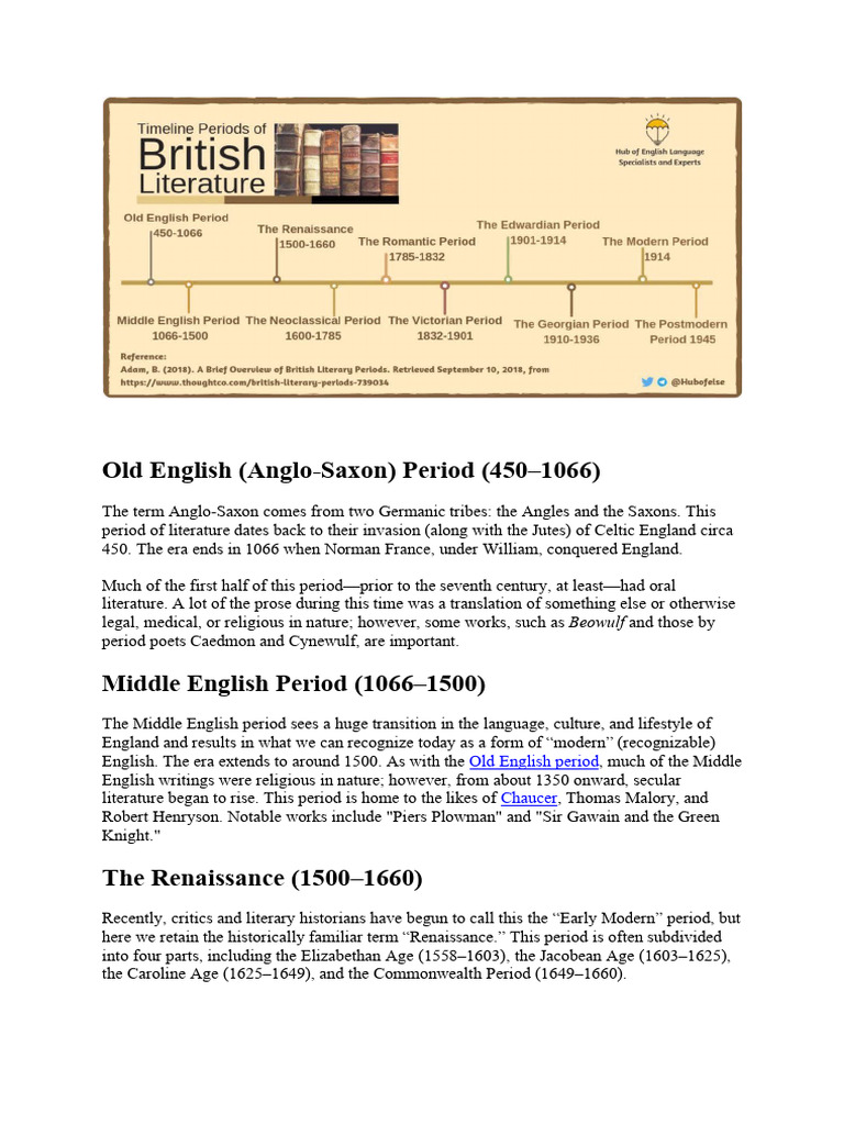 Overview of English Literary Periods | PDF | English Literature ...
