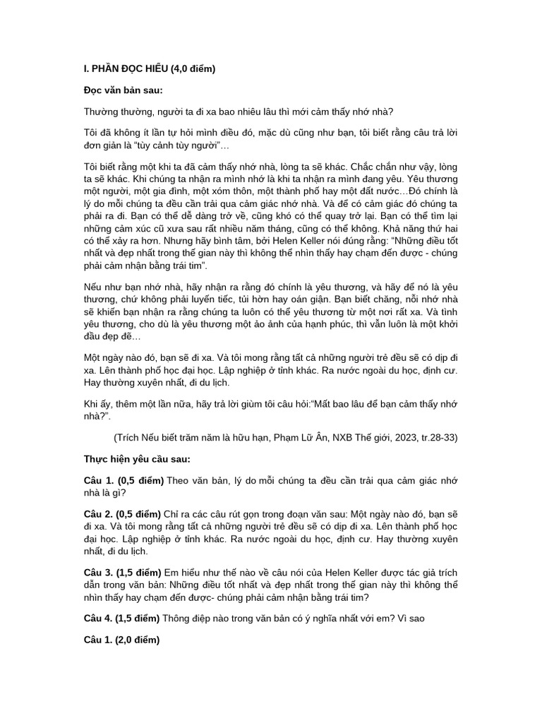 đề tham khảo TSinh V9 - 2025 | PDF