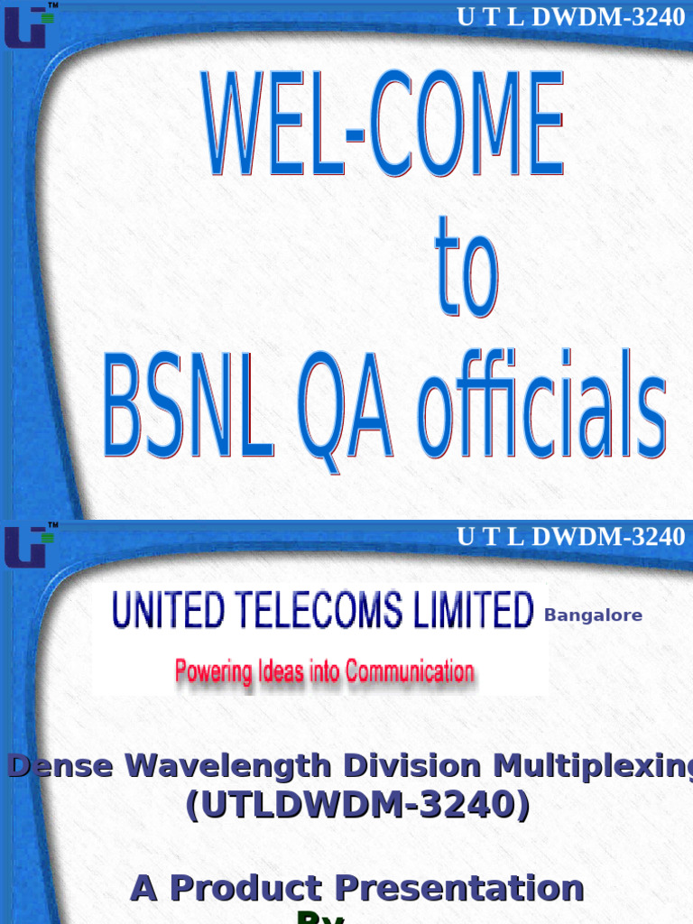 Utl-Dwdm PPT BSNL Qa 170608 | PDF | Wavelength Division Multiplexing | Light