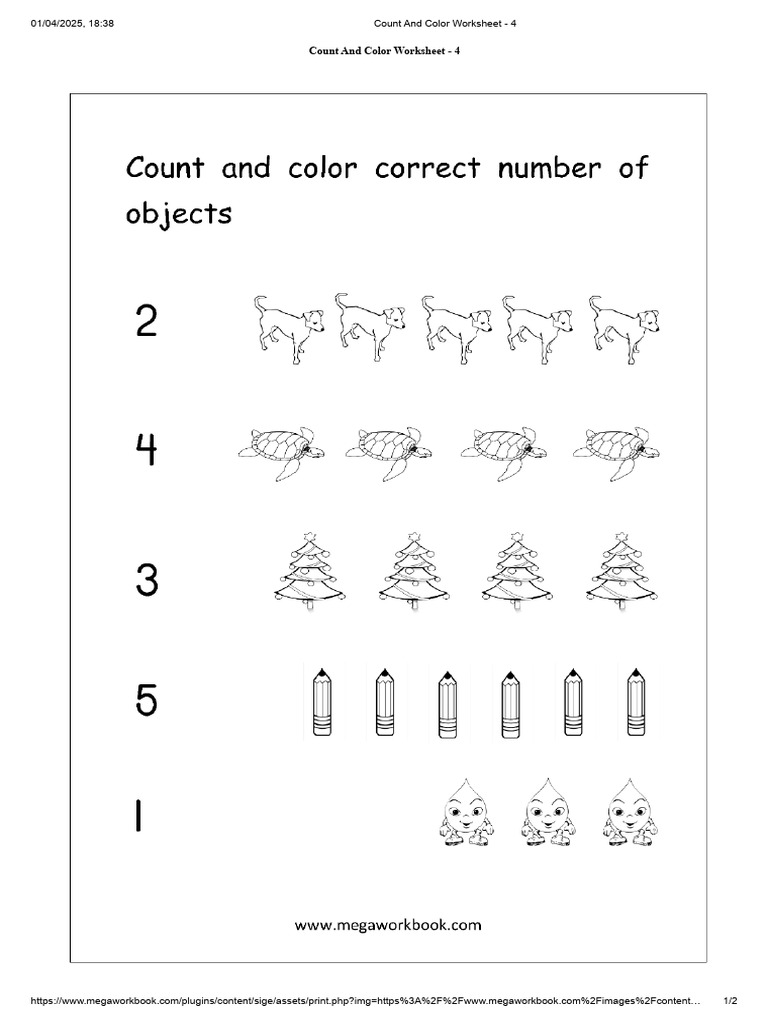 Count and Color Worksheet - 4 | PDF