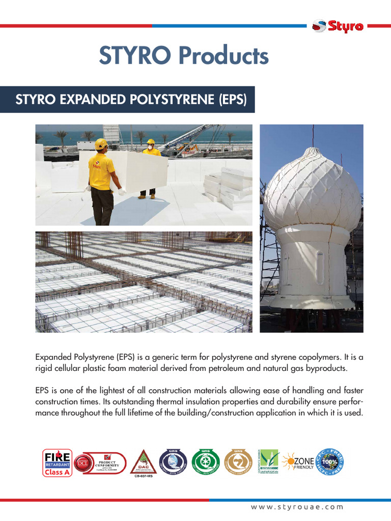 STYRO Expanded Polystyrene Overview | PDF | Polystyrene | Materials