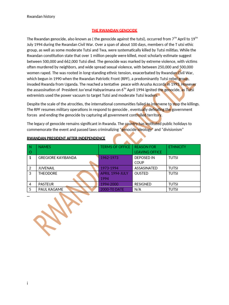 The Rwandan Genocide | PDF