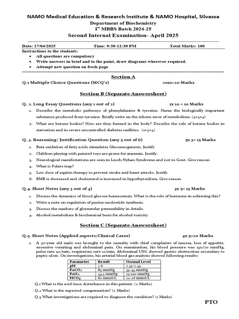 2nd Internal Theory Question Paper | PDF | Clinical Medicine | Diseases ...