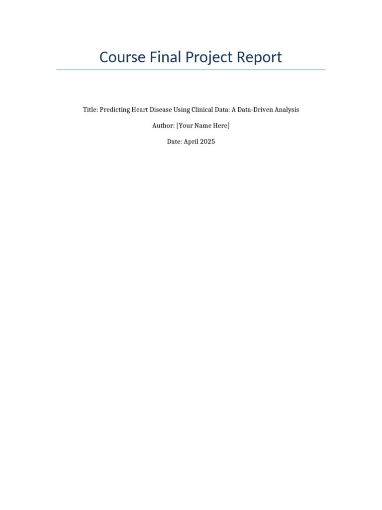 Heart Disease Project Report Full (2) | PDF | Coronary Artery Disease