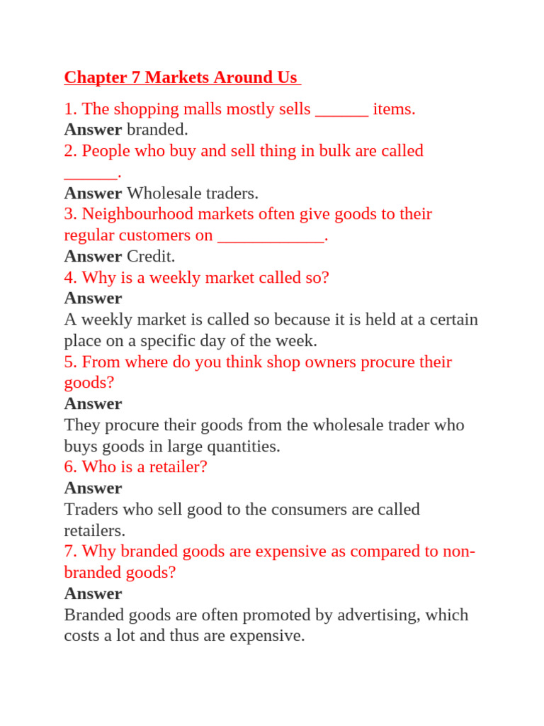 Understanding Markets Around Us | PDF | Retail | Goods