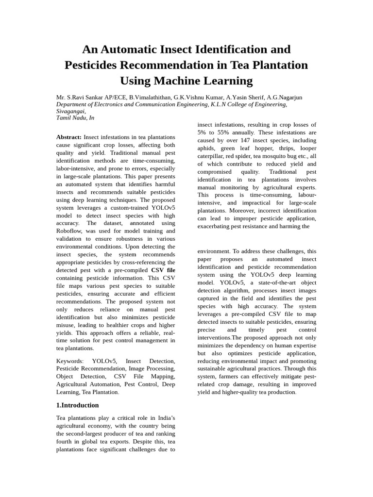 An Automatic Insect Identification and Pesticides Recommendation in Tea ...