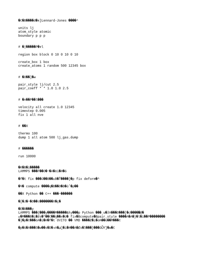 LAMMPS Simulation Script for LJ Gas | PDF