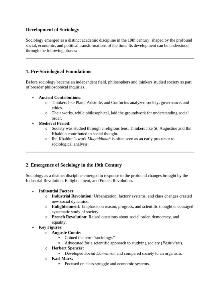 Evolution of Sociology as a Discipline | PDF | Sociology | Liberal Arts ...