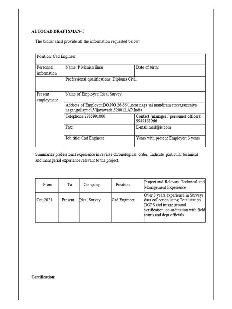 CV-AUTOCAD DRAFTSMAN-5 | PDF