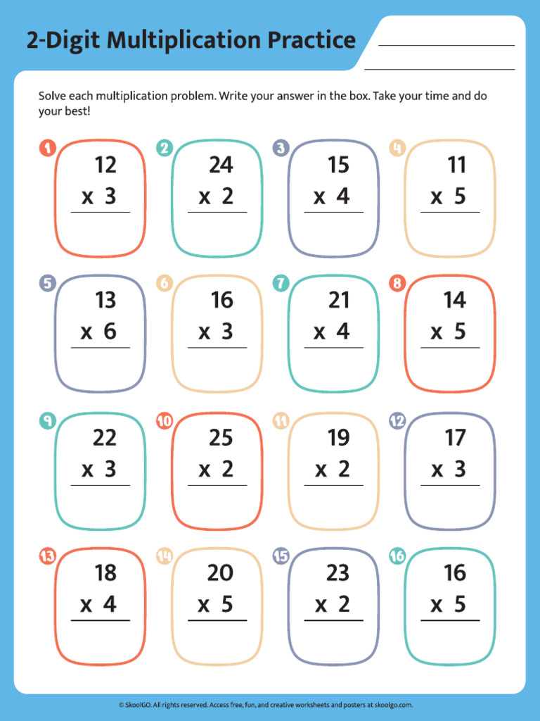 1 0085 2 Digit Multiplication Practice | PDF