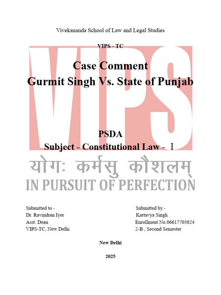Case Comment, Kartavya Singh, 2 - B | PDF | Rape | Justice
