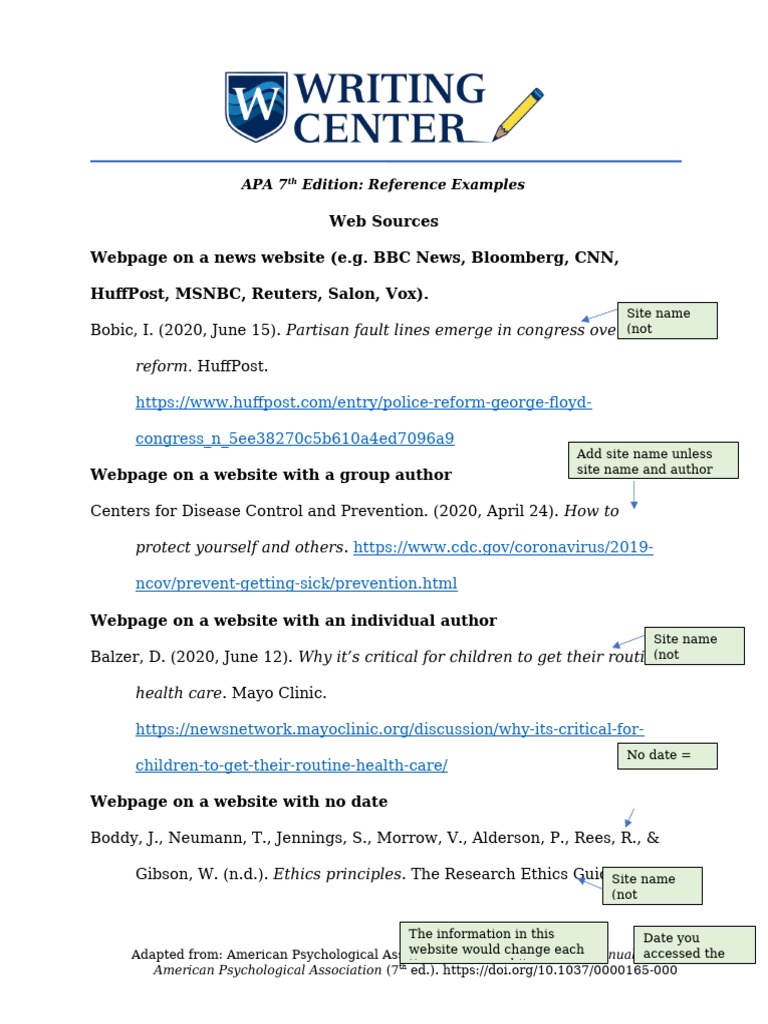Reference Example, Websources | PDF | American Psychological ...