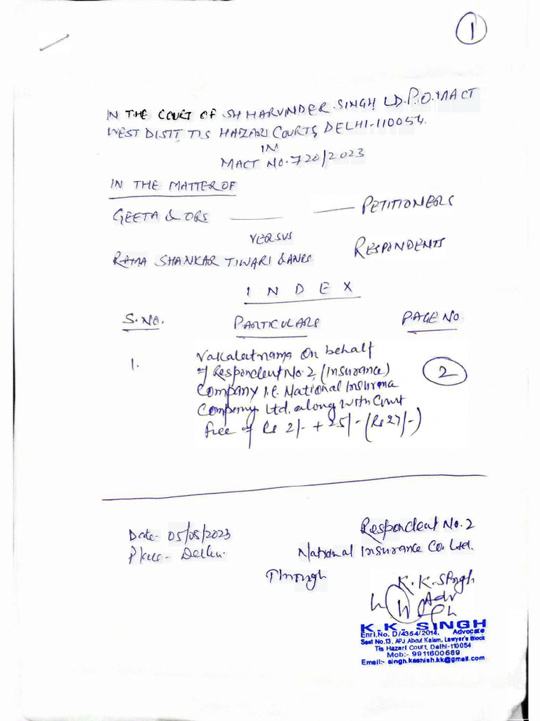 Vakalatnama in Geeta and Ors Vs Rama Shankar Tiwari and Anrs - Ocr ...