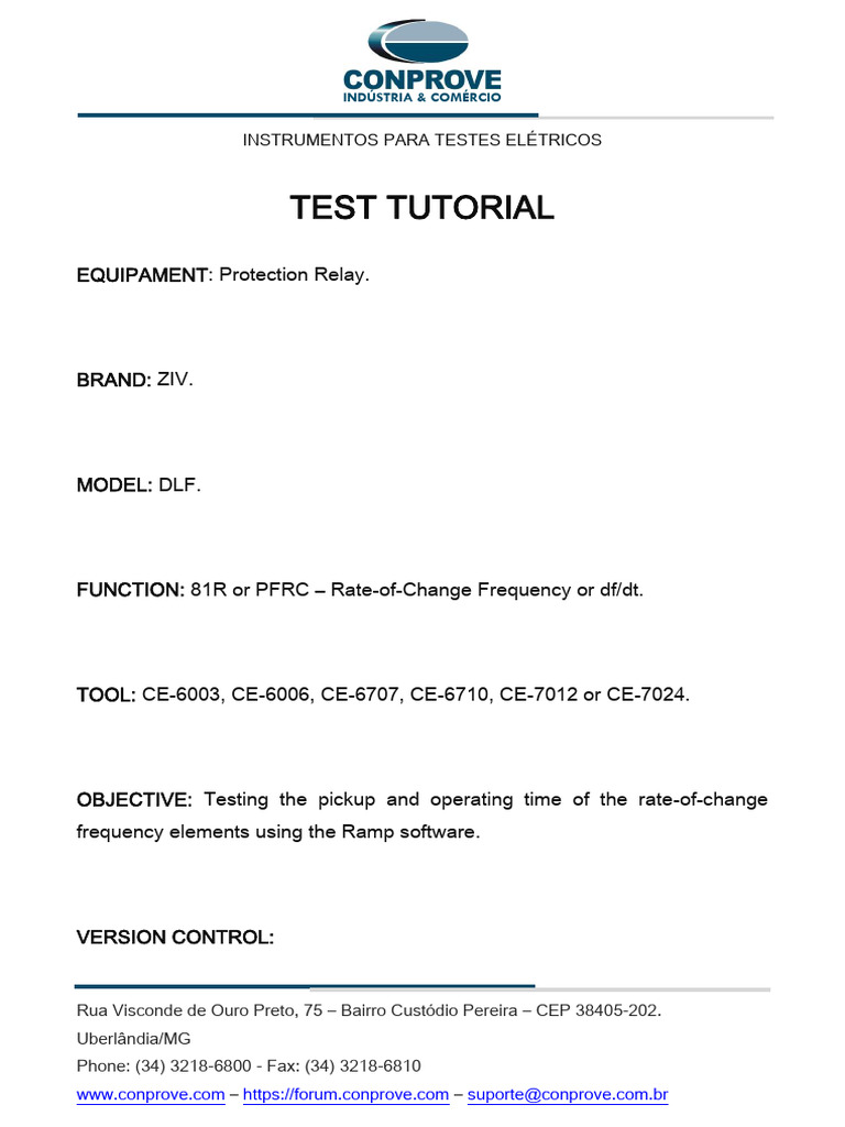 Test Tutorial Relay ZIV DLF Rate of Change Frequency CTC | PDF ...