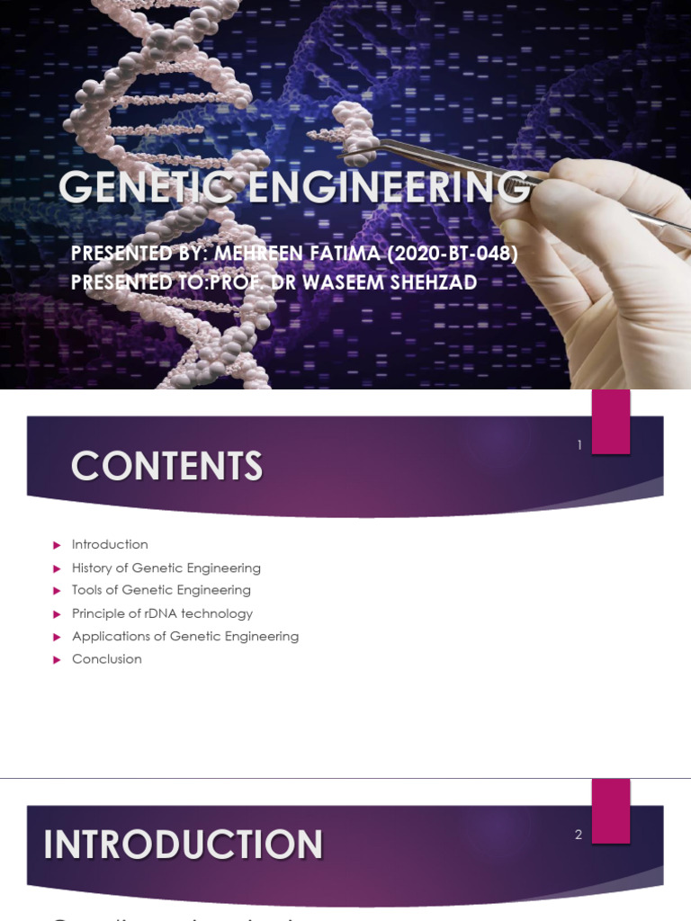 Presentation Genetic Engineering 2020bt048 | PDF | Genetic Engineering ...