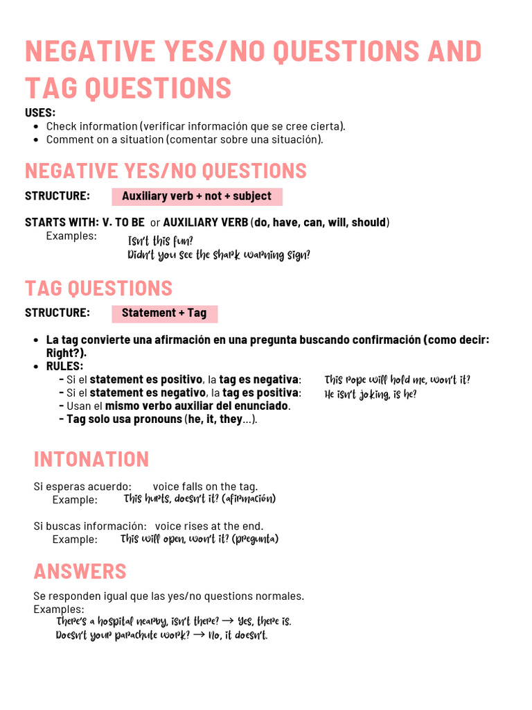 Tag Questions: Usage and Rules | PDF