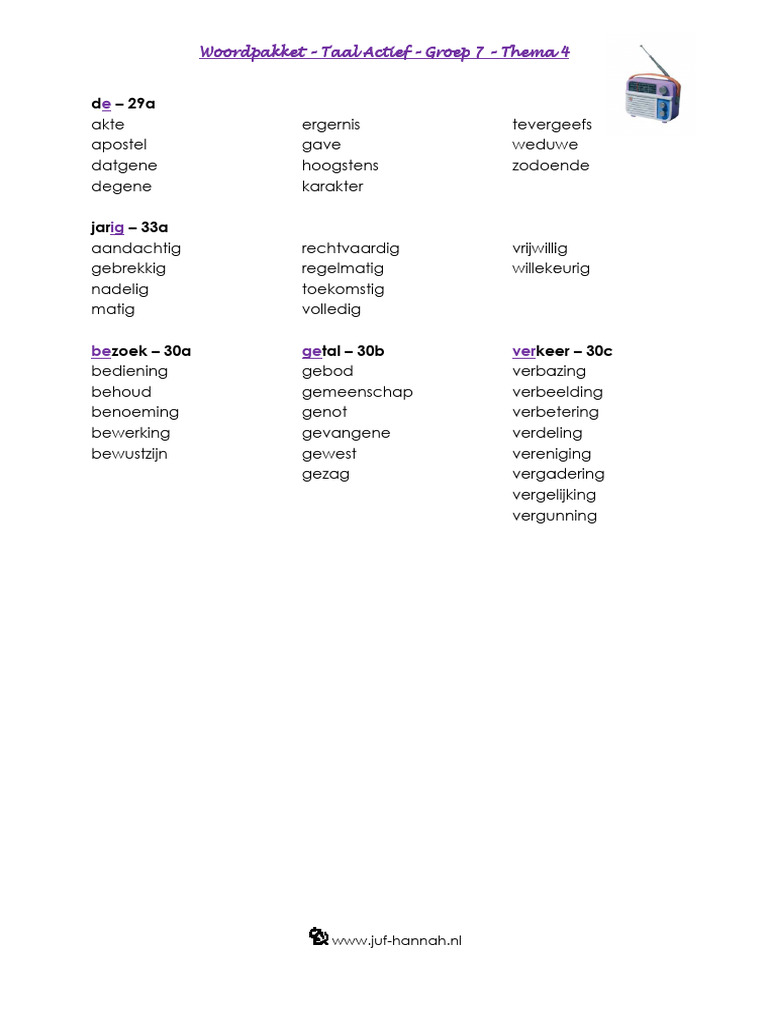 Taal Actief -woordpakket 7.4 | PDF
