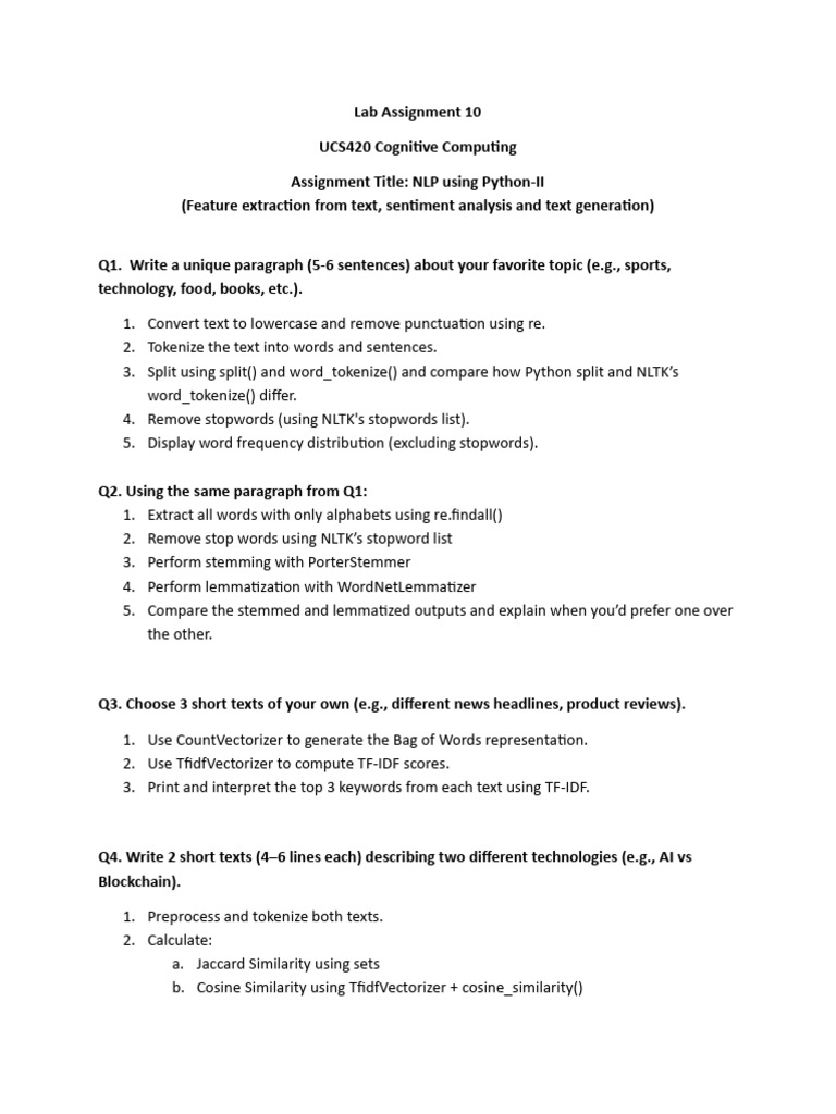 Assignment-10 (NLP-part-2) | PDF