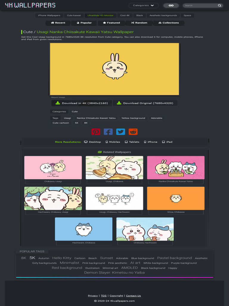 Usagi Wallpaper 4K, Nanka Chiisakute Kawaii Yatsu | PDF | Tablet ...