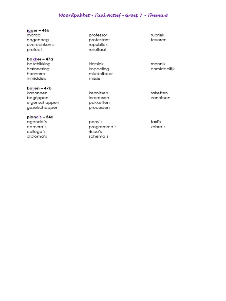 TA Woordpakket 7.8 | PDF