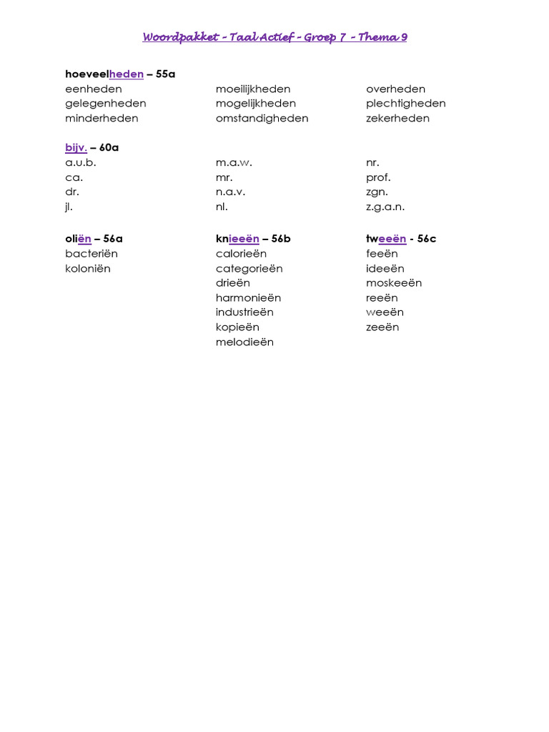 TA Woordpakket 7.9 | PDF