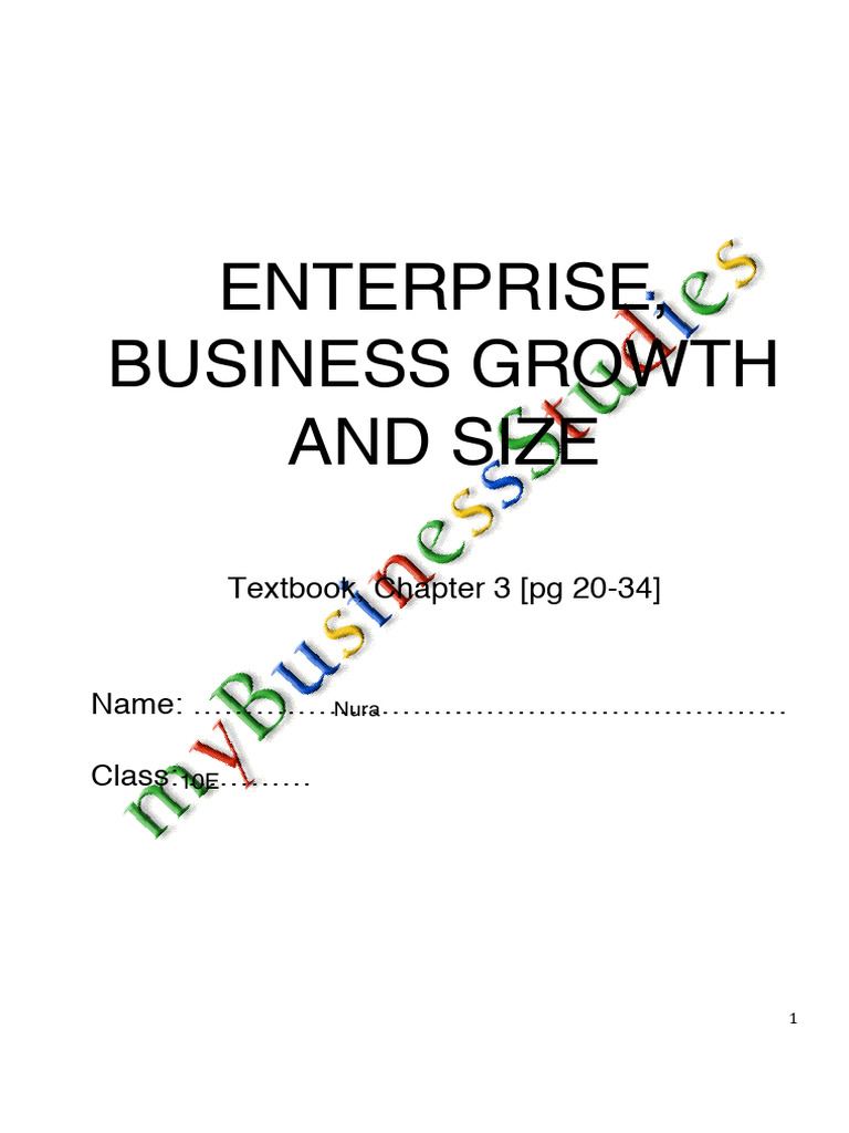 Enterprise Business Growth and Size RWS Y10 | PDF | Entrepreneurship ...