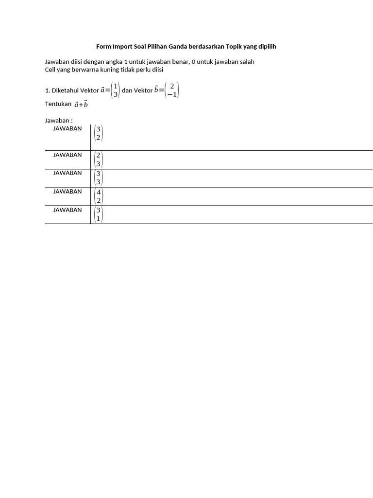 Form Import Soal Pilihan Ganda Berdasarkan Topik Yang Dipilih | PDF