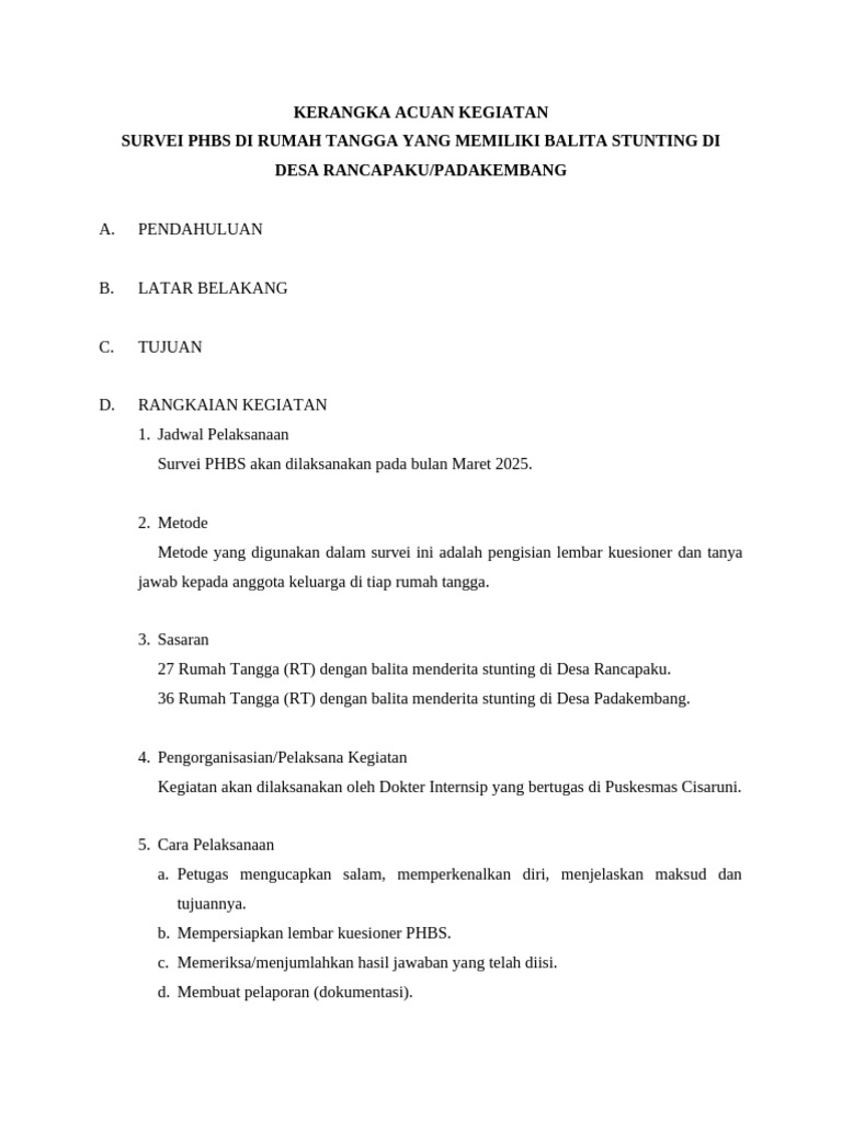 Kak Survei PHBS | PDF