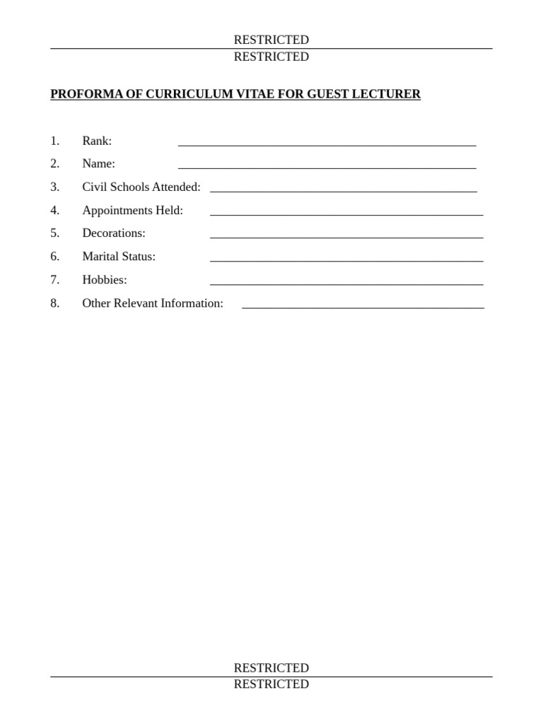 Guest Lecturer CV Template | PDF
