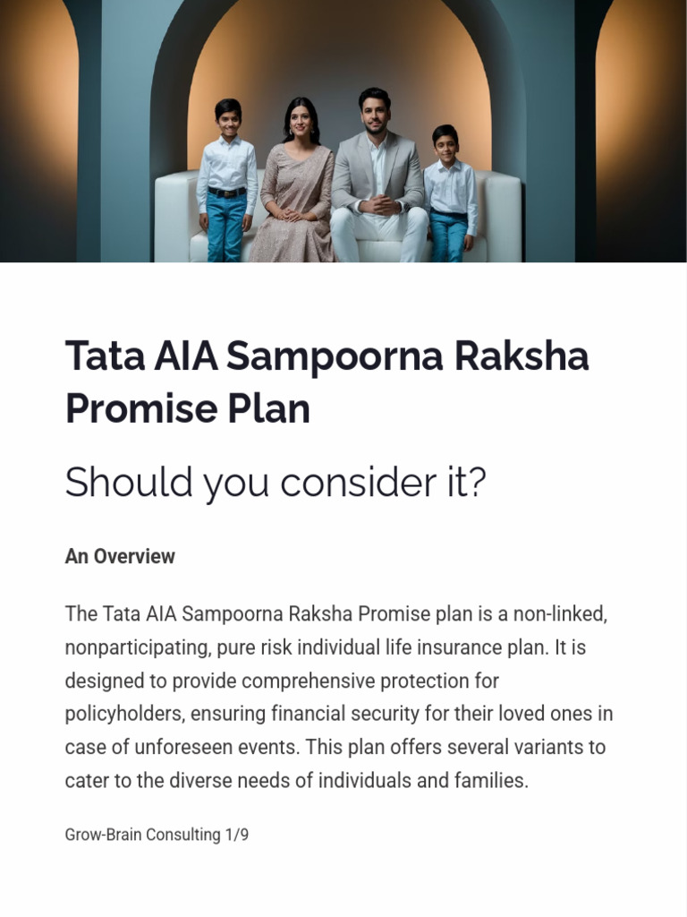 Tata AIA Sampoorna Raksha Promise Plan Should U Consider 1743876136 | PDF | Insurance | Life ...