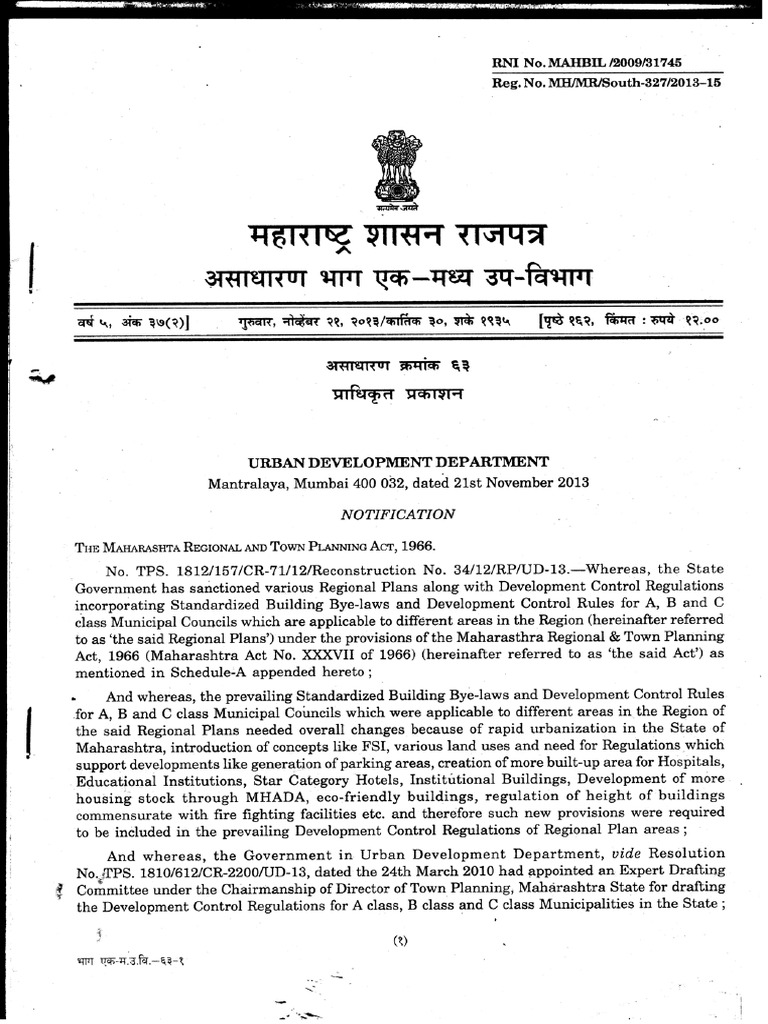 Maharashtra Development Control Regulations | PDF | Building | Elevator