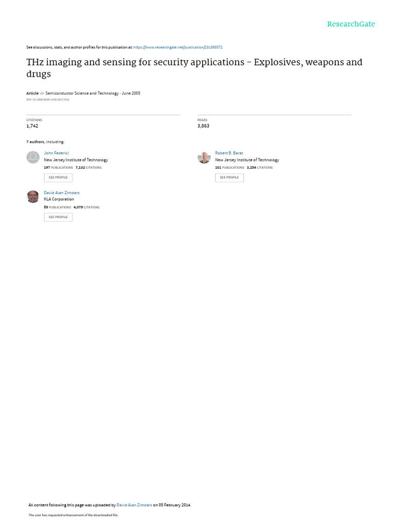 THZ Imaging and Sensing For Security Applications | PDF | Terahertz ...